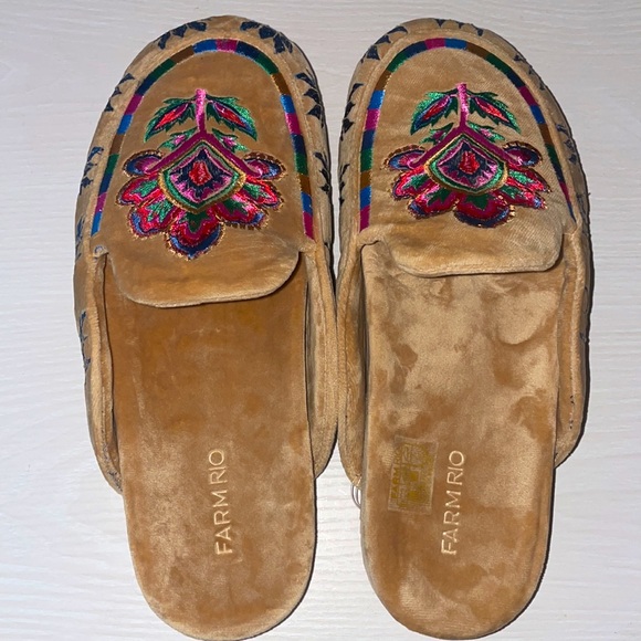 FARM Rio | Shoes | Farm Rio Sand Island Velvet Tapestry Clog Mule Slide ...